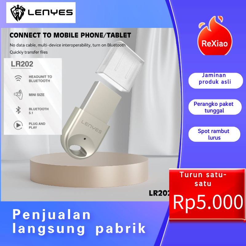 Jual LENYES LR202 Bluetooth Receiver USB Wireless Adapter 5.1 Alat Bluetooth Salon Speaker Audio ...