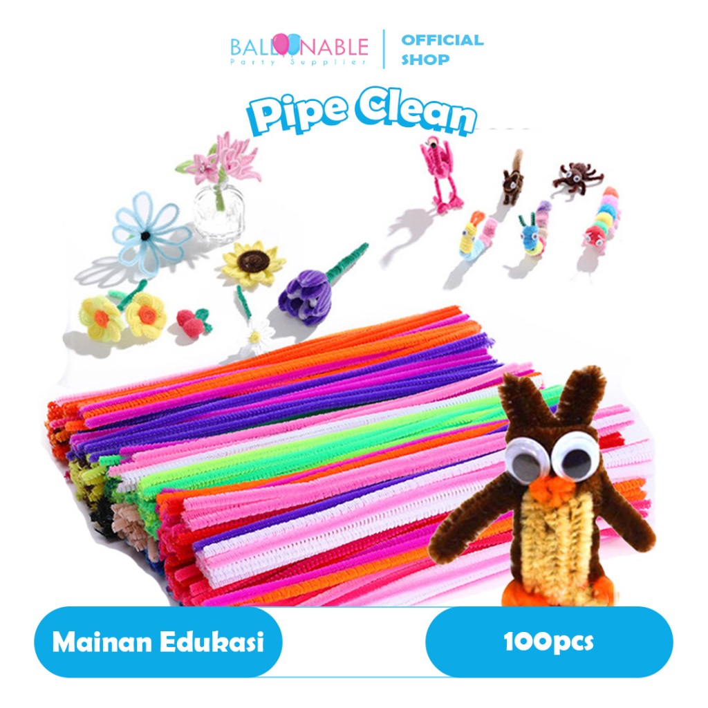 Jual isi 100pc Mainan Edukasi Pipe Clean Kawat Bulu Mercy | Shopee ...
