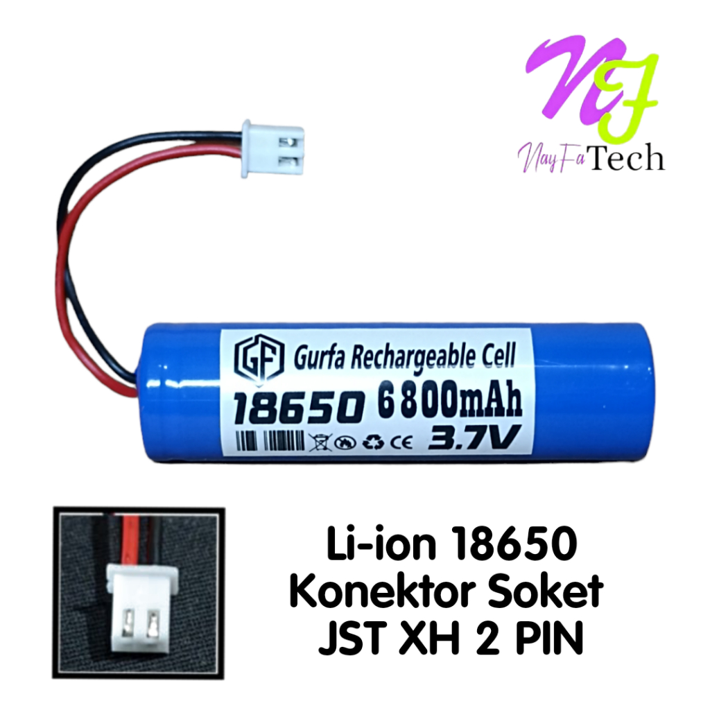 Jual Batterai Charge Type 18650 Li-ion 3.7volt - 6800mAh Socket Putih ...