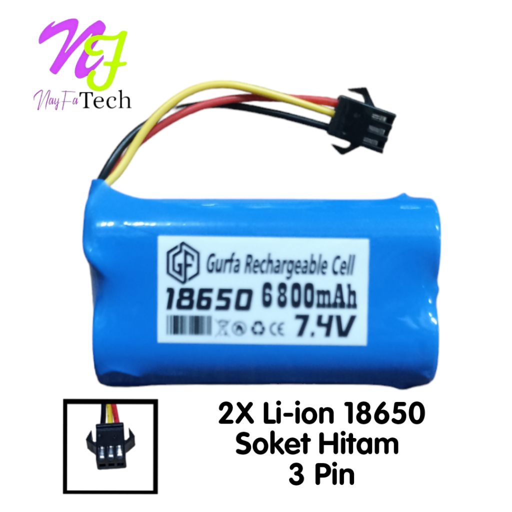 Jual Baterai 18650 2x LI-iON 7.4V-6800mAh Untuk Mobil RC Socket Hitam ...