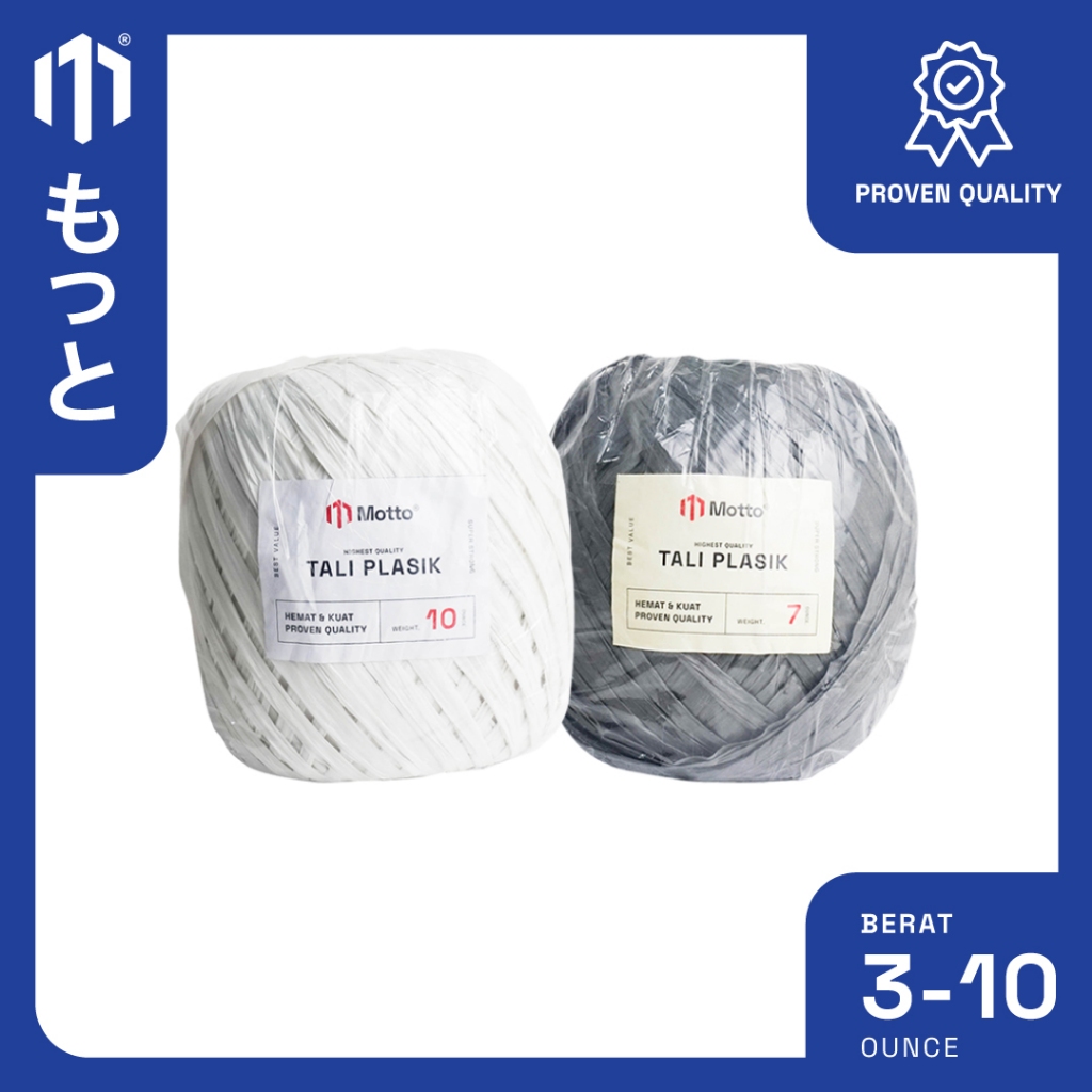 Jual Tali Rafia Ukuran 300-1000 Gram Hitam / Putih - Tali Plastik Motto ...