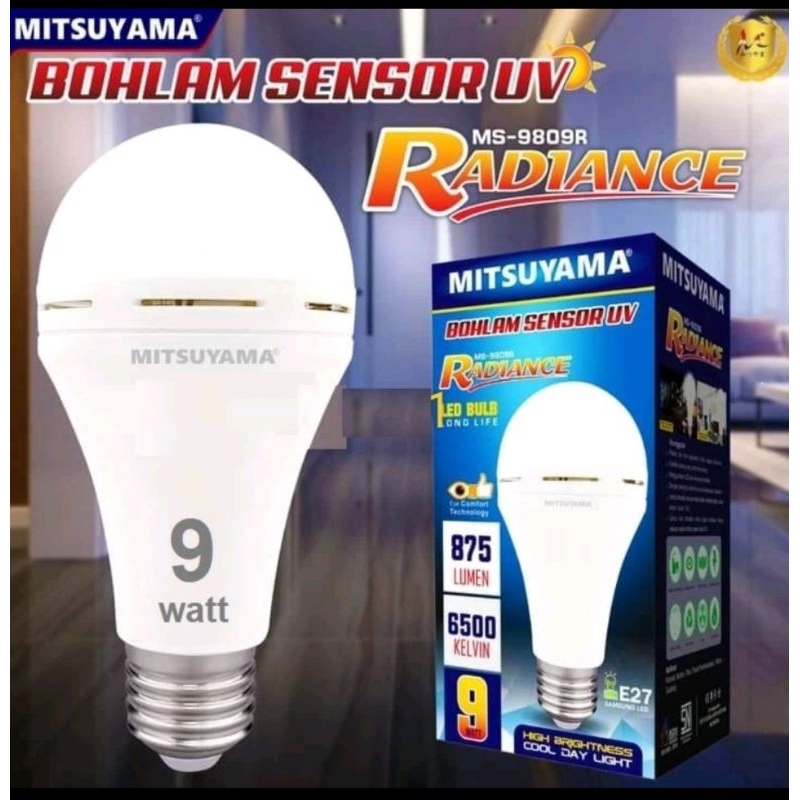 Jual Lampu Bohlam Sensor UV Mitsuyama LED Bulb Radiance MS-9809R 9 Watt | Shopee Indonesia