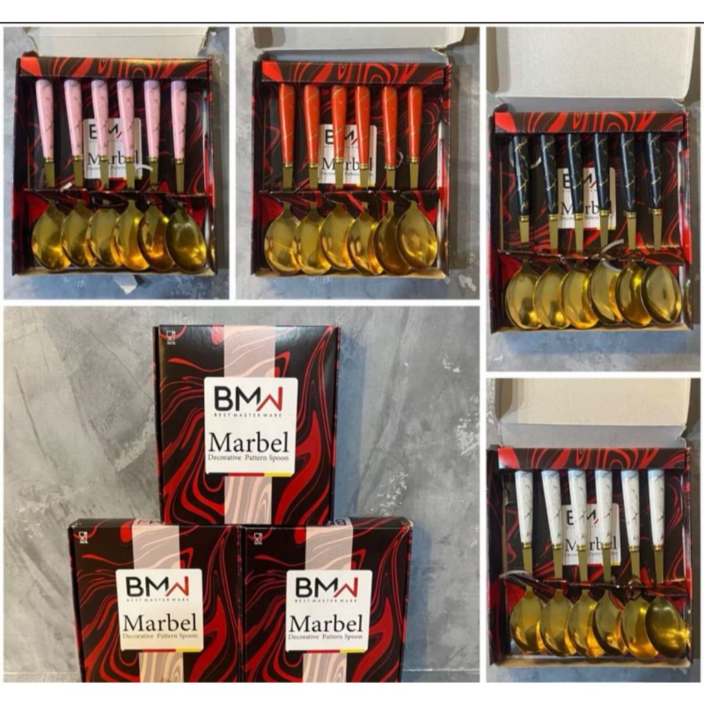 Jual Sendok Set Marbel 1 box isi 6 pcs / Sendok Set Marble / Sendok ...
