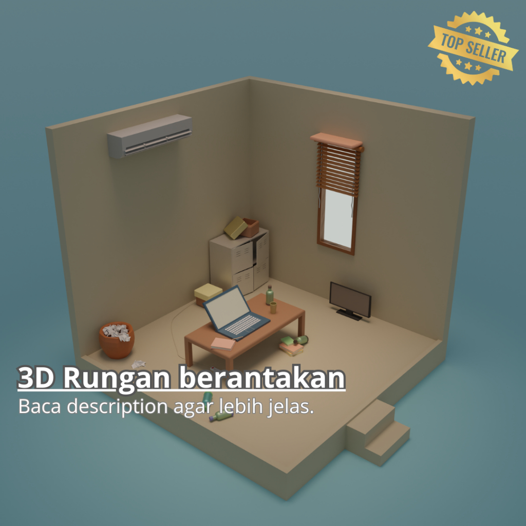 Jual 3D Model Ruangan Berantakan || Object 3D Blender HD ( Bagus untuk ...