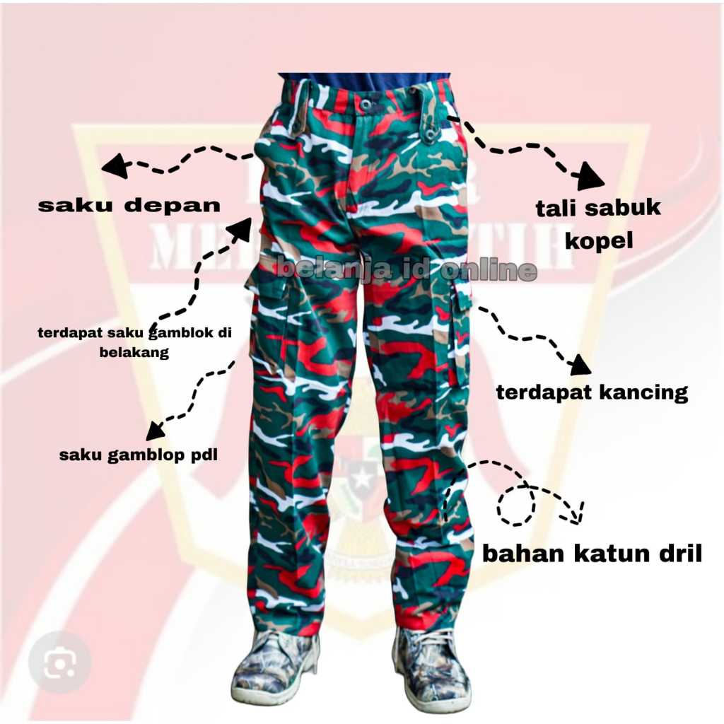 Jual Celana Panjang Loreng Laskar Merah Putih Model PDL lapangan ...