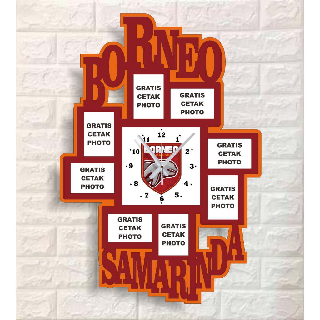 Jual Jam dinding Karakter Custom Kayu Seri Borneo FC Custom 8 Photo ...