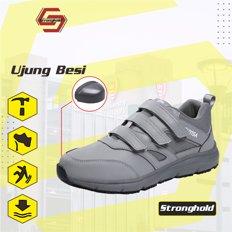 Jual [DIskon] Sepatu Safety Sport New Original By Guyisa Grey Velcro ...