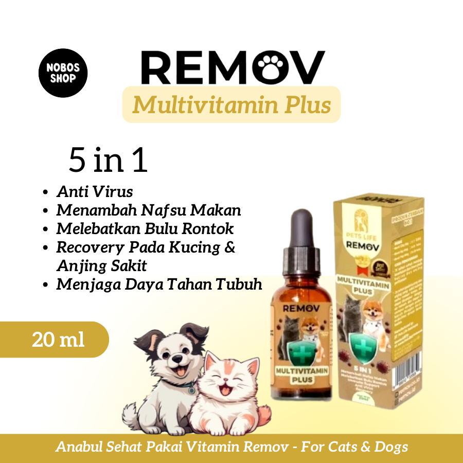 Jual Remov Multivitamin Kucing Anjing Menambah Nafsu Makan Melebatkan Bulu Menjaga Daya Tahan ...