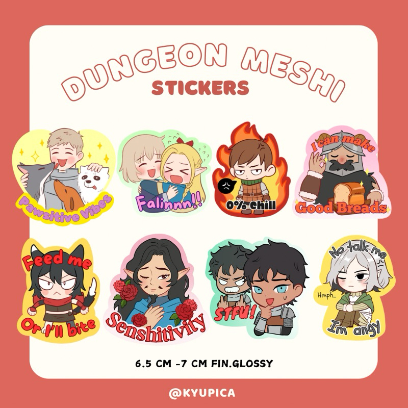 Jual Dungeon Meshi Stickers (Laios, Marcille, Falin, Senshi, Chilchuck ...