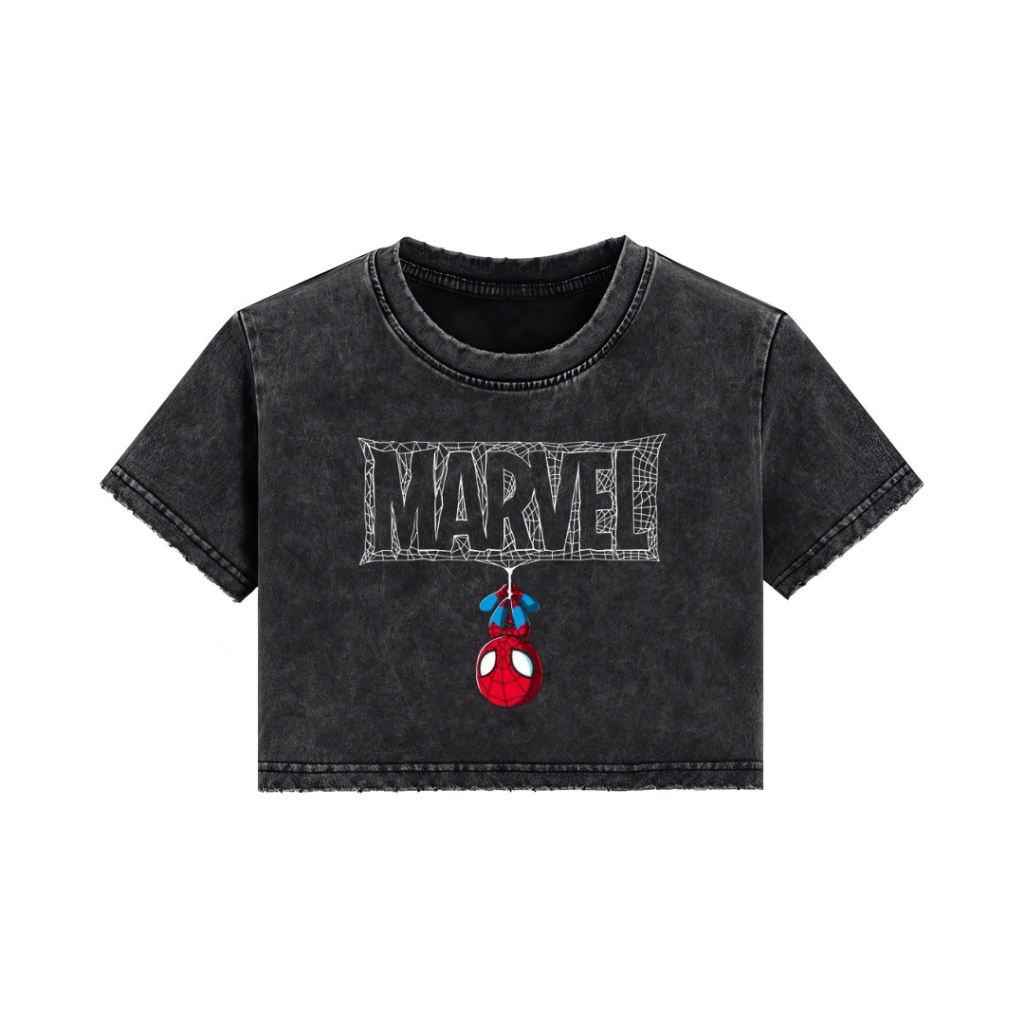 Jual Psycho Crucify "Marvel Spiderman" Slim Fit Crop Top | Stone Wash ...