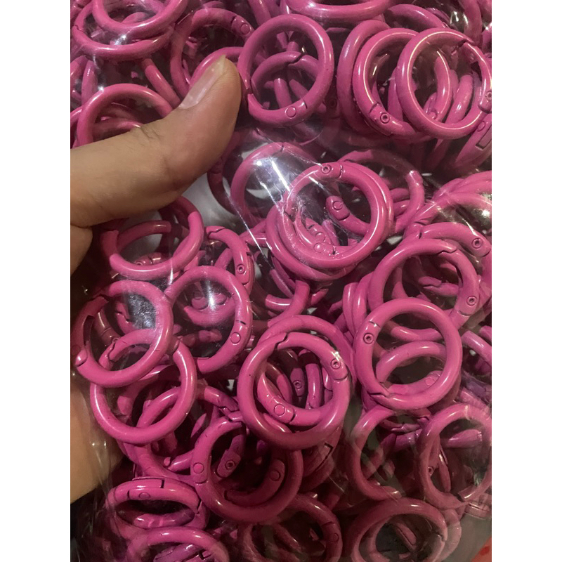 Jual bahan Ring Ganci Bulat Pink 25mm gantungan kunci besi | Shopee ...