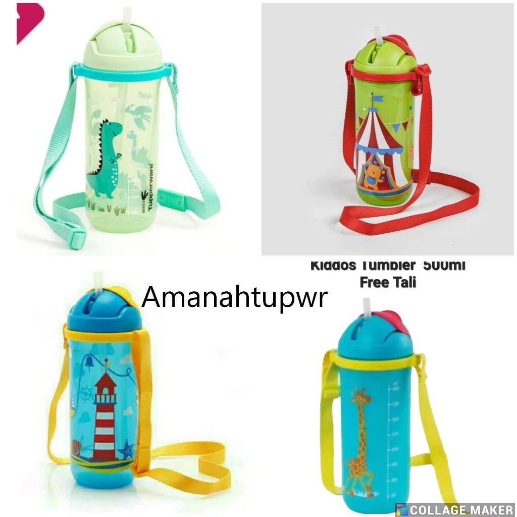 Jual tupperware kiddos tumbler botol minum anak bertali kiddie hijau ...