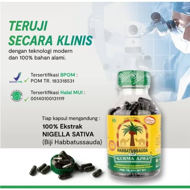 Jual Herbal Habbatussauda Cap Kurma Ajwa 210 Kapsul 100% Ekstrak ...