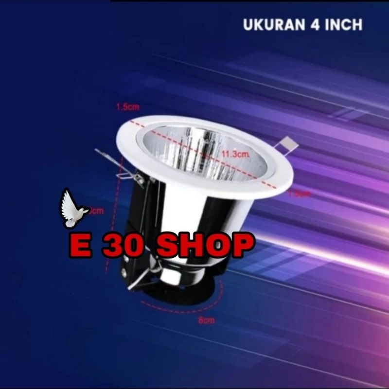 Jual Rumah Lampu Downlight 4 inch kaki 2 bodi Silver Chakasu / hatasu ...