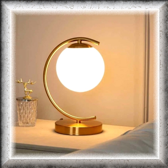 Jual lampu hias nakas kaca cermin rias baca belajar kerja bulat bola kaca putih susu minimalis ...