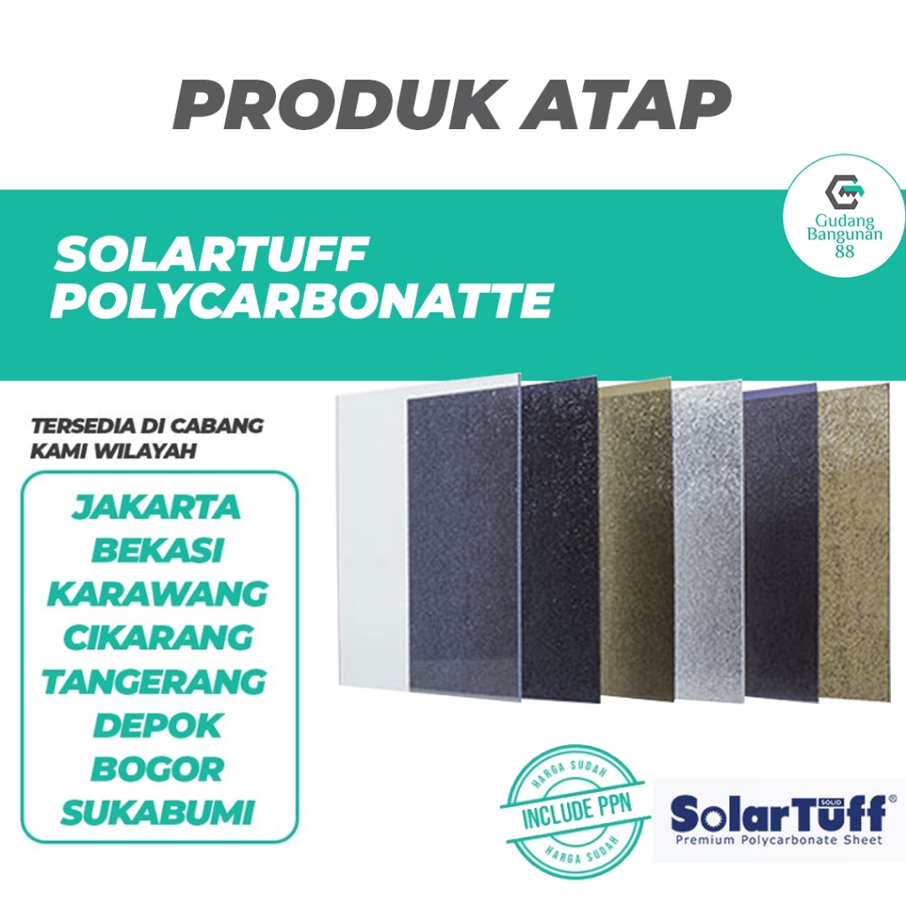Jual solar flat / solarflat tebal 1.2mm / solartuff solid /atap ...