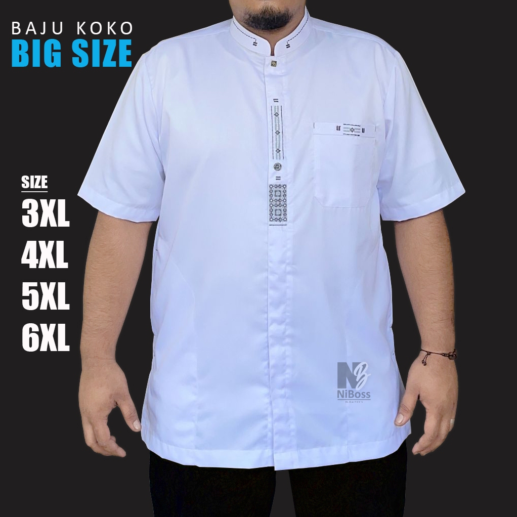 Jual Baju Koko Jumbo Lengan Pendek Pria Kemko Big Size Dewasa Tawqa ...
