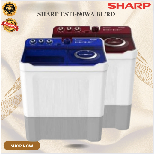 Jual Mesin Cuci 2 Tabung SHARP EST 1490 WA/BL 14 KG Jumbo Cuci Kering ...