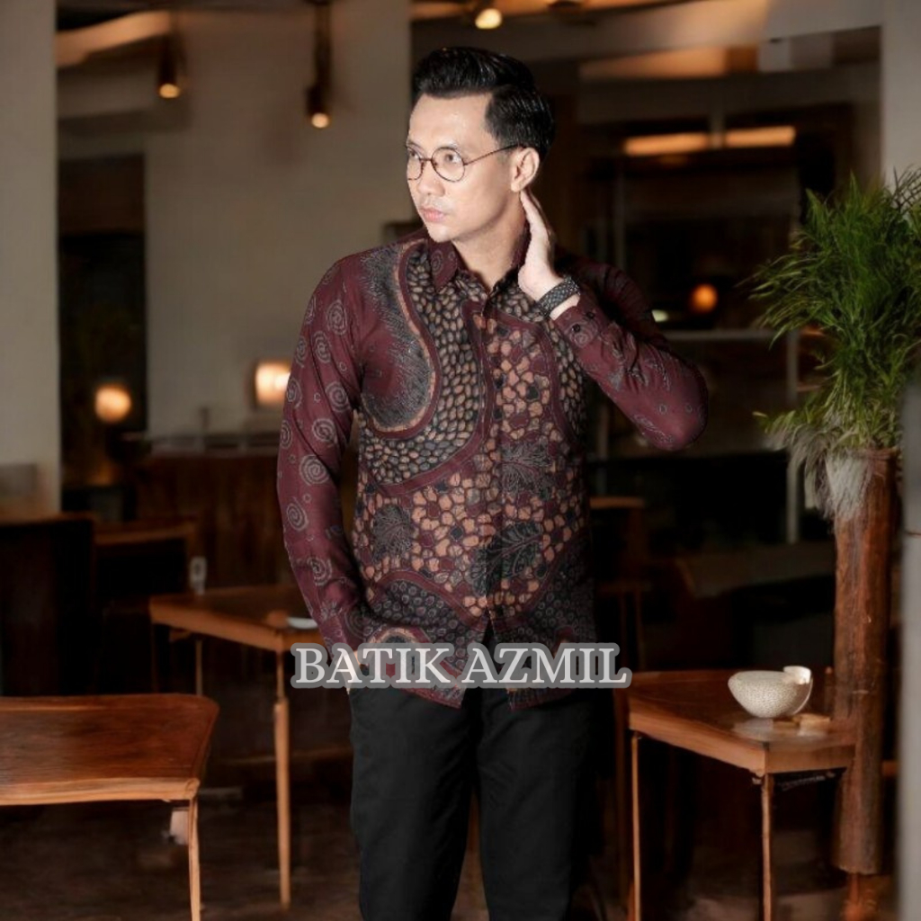 Jual Batik Pria Lengan Panjang BATIK AZMIL motif KERATONAN Kode 003 ...