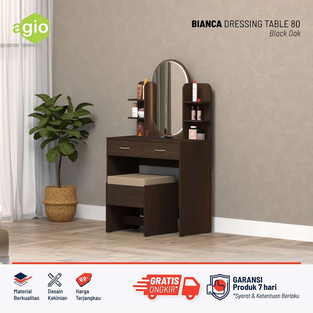 Jual Oggi - Meja Rias Minimalis Estetik + Kursi / Meja Rias Lampu LED ...