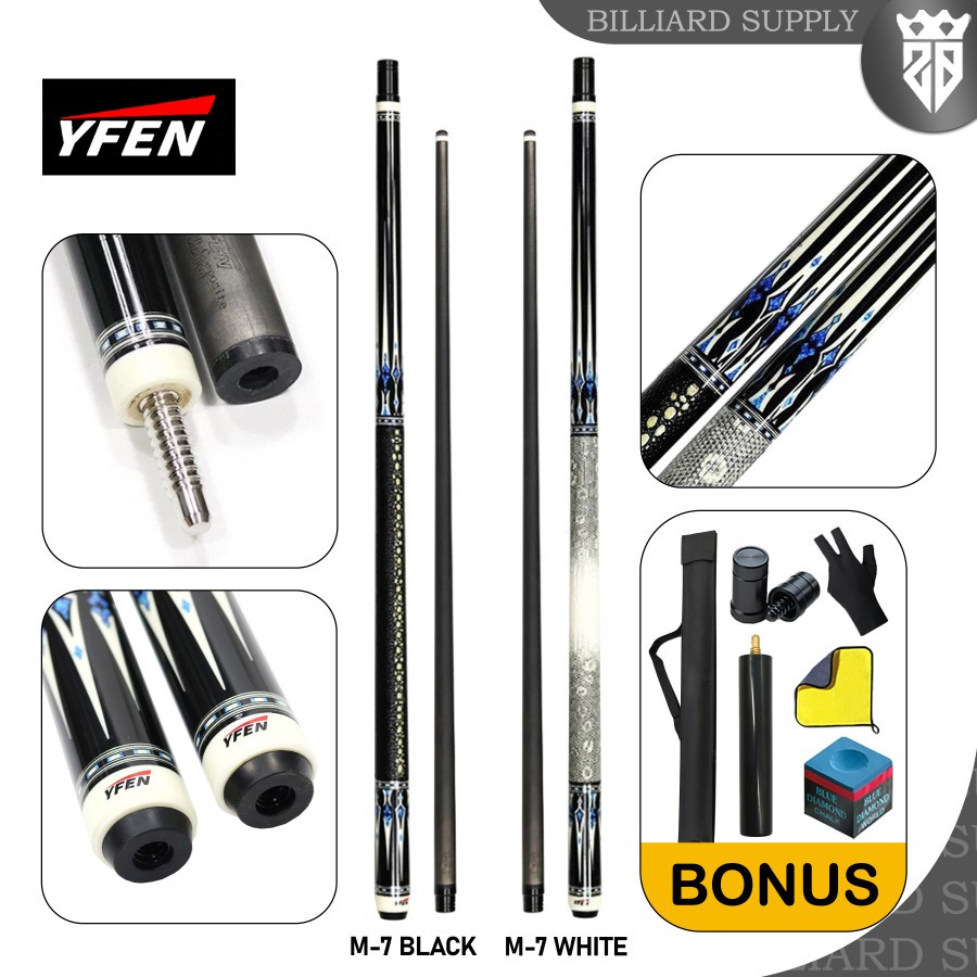 Jual YFEN M7 Leather Wrap Carbon Fiber Play Stik Billiard - Paket ...