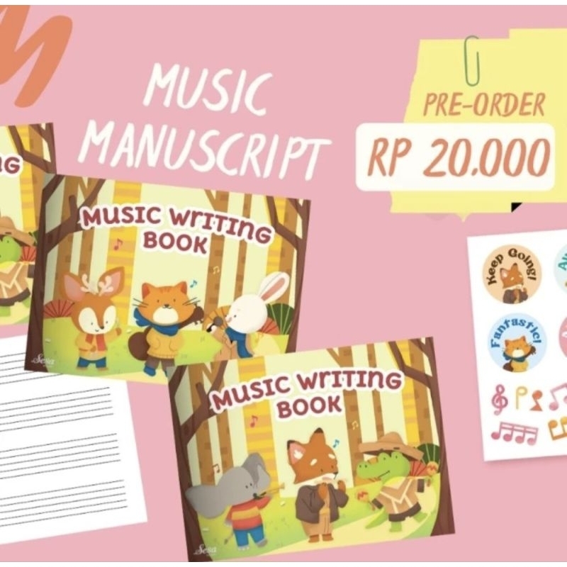 Jual Buku Garis Lima Anak dengan Stiker, Manuscipt, Buku Menulis Not ...