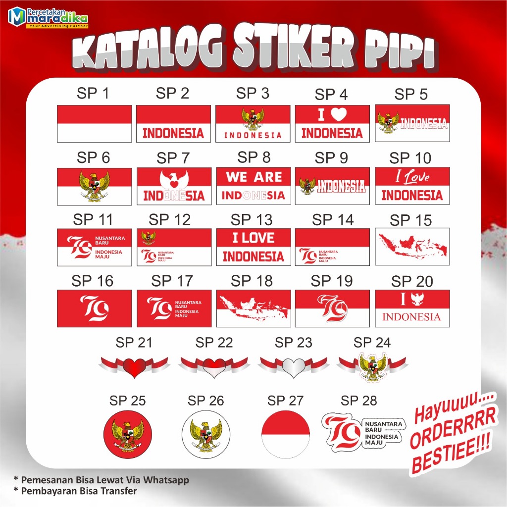 Jual Promo Agustus Paket stiker pipi merah putih isi 10 / sticker pipi ...