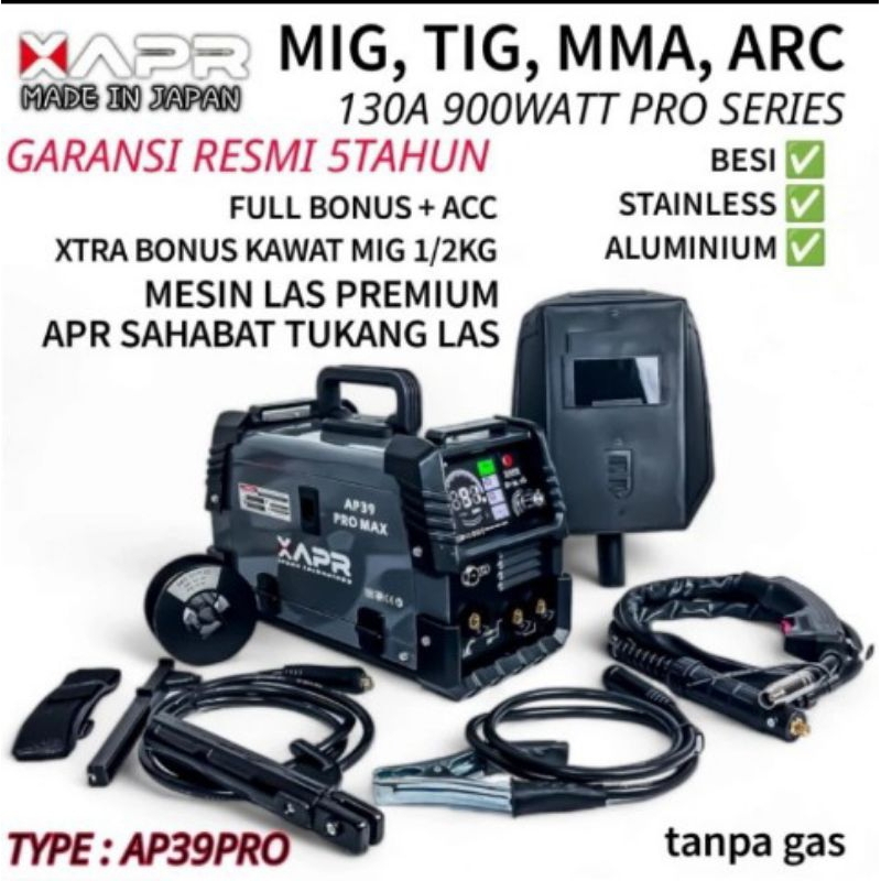 Jual Mesin Las APR AP39 PRO MIG TIG MMA ARC 130A 900WATT full bonus ...