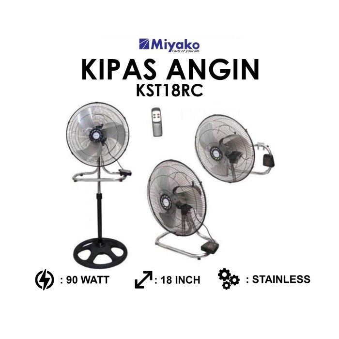 Jual Miyako KST18RC Industrial Fan 3in1 Remote Kipas Angin Besi 18 inch ...