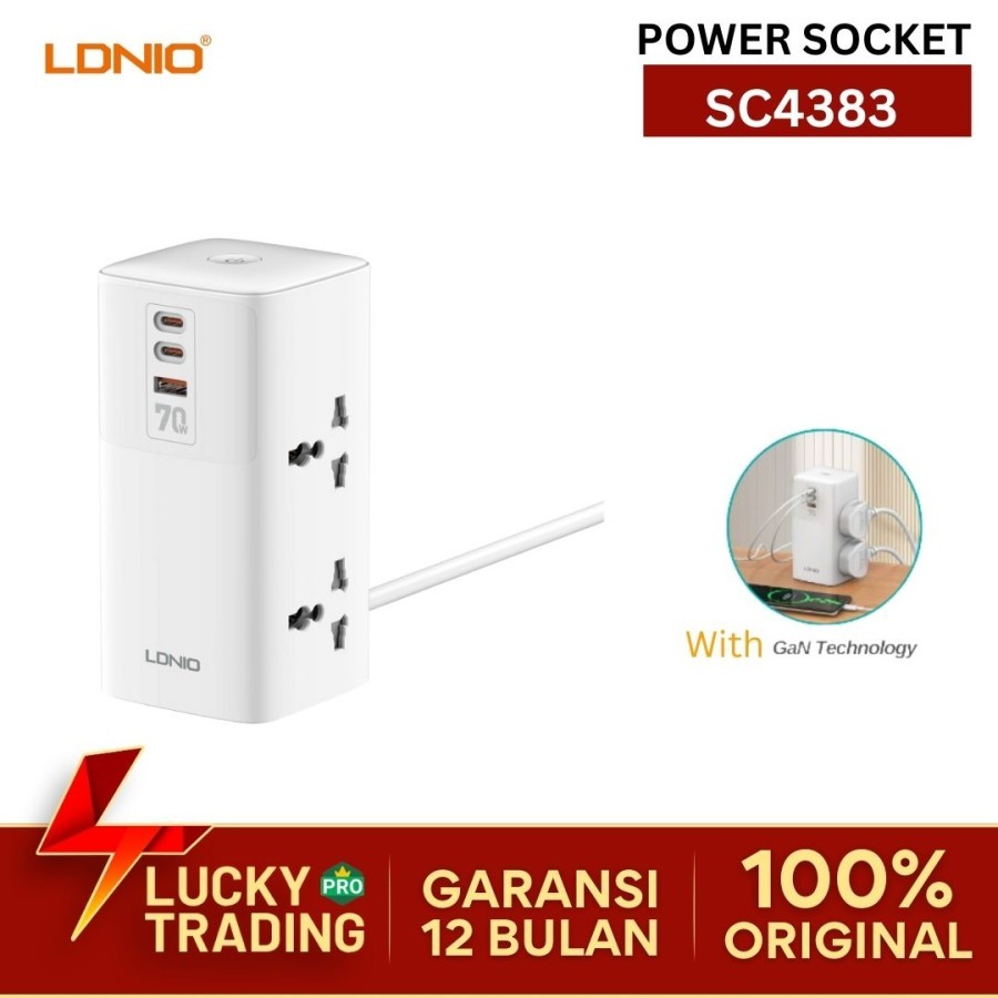Jual LDNIO Desktop Power Station SC4383 Universal Adapter 70Watt GaN ...