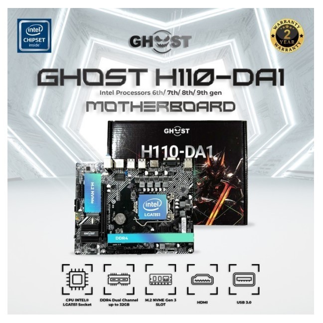 Jual MOTHERBOARD GHOST H110-DA1 LGA 1151 NVME | Shopee Indonesia