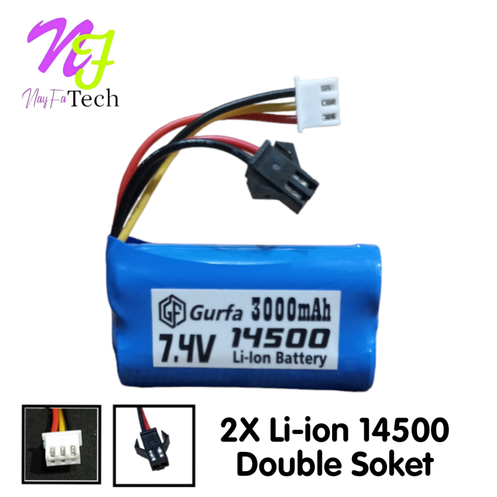 Jual Batterai Mobil Remot/RC Double Socket Type 2x 14500 Li-ion 7.4volt ...