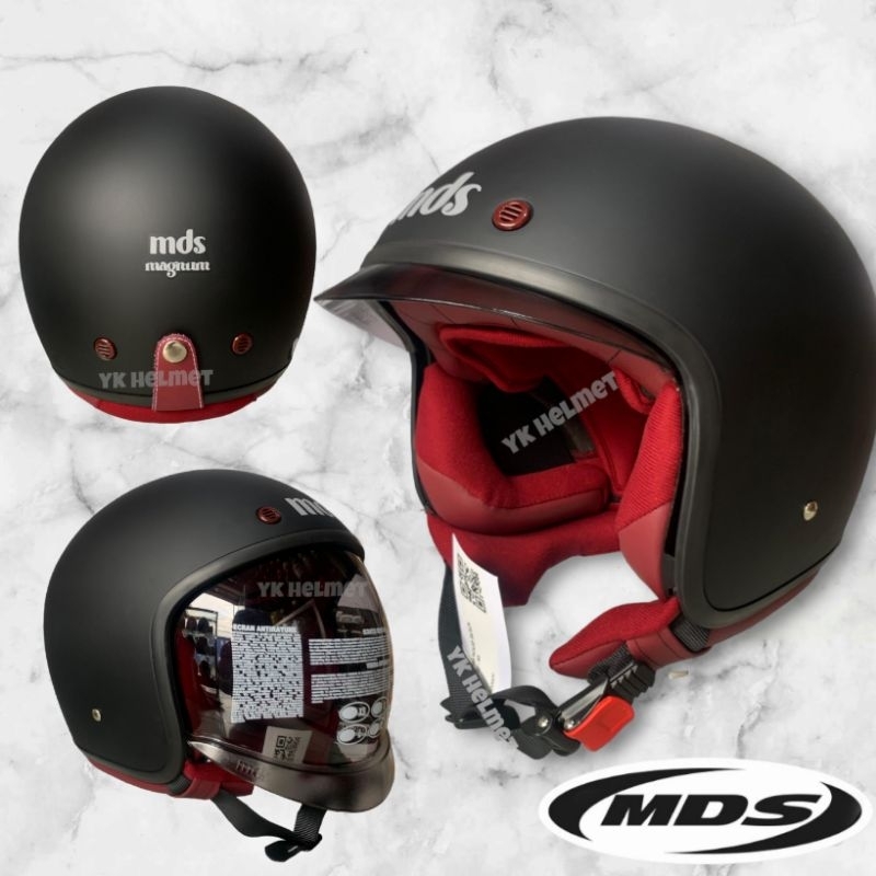 Jual HELM MDS MAGNUM Solid warna Black Dof - Helm Bogo hitam dof ...
