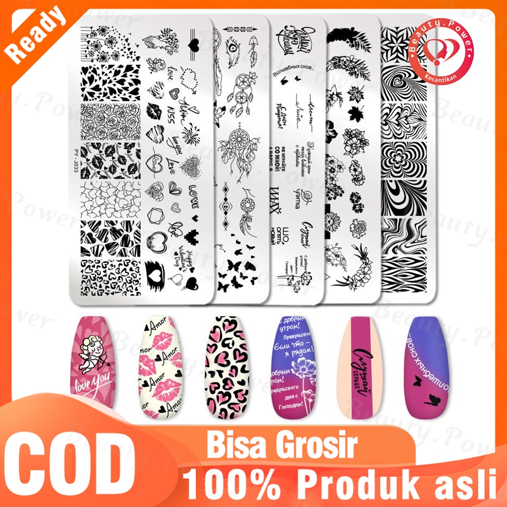 Jual Nail Stamp Set Template/Manicure Transfer Template Stencil Motif ...