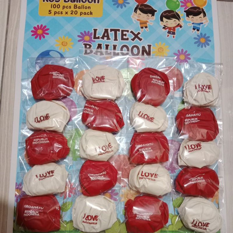 Jual balon meerah putih isi 5 / balon HUT Ri / balon 17 an /Balon Latex ...