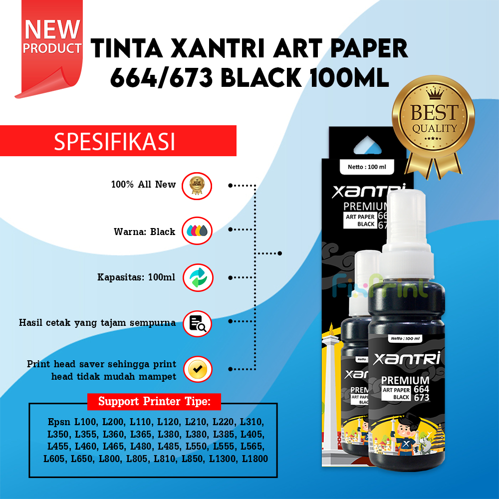 Jual Tinta Xantri Original Art Paper 664/673 100ml CMYK LC LM Printer ...