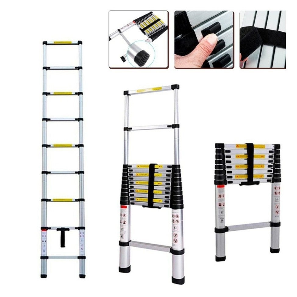 Jual Tangga Aluminium 9M DENKO TLA20 Single Telescopic Ladder 18 Steps ...