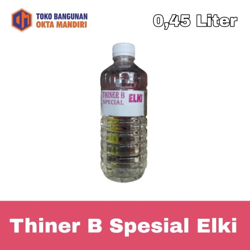 Jual OKM- Thinner B Spesial merek Elki 0,45 Liter & 1,2 Liter/Thinner cepat kering & bening ...
