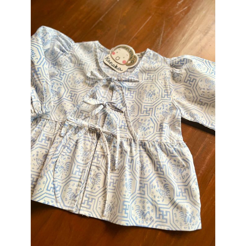 Jual Batik Anak Dara Top Outer Dusty Blue | Shopee Indonesia
