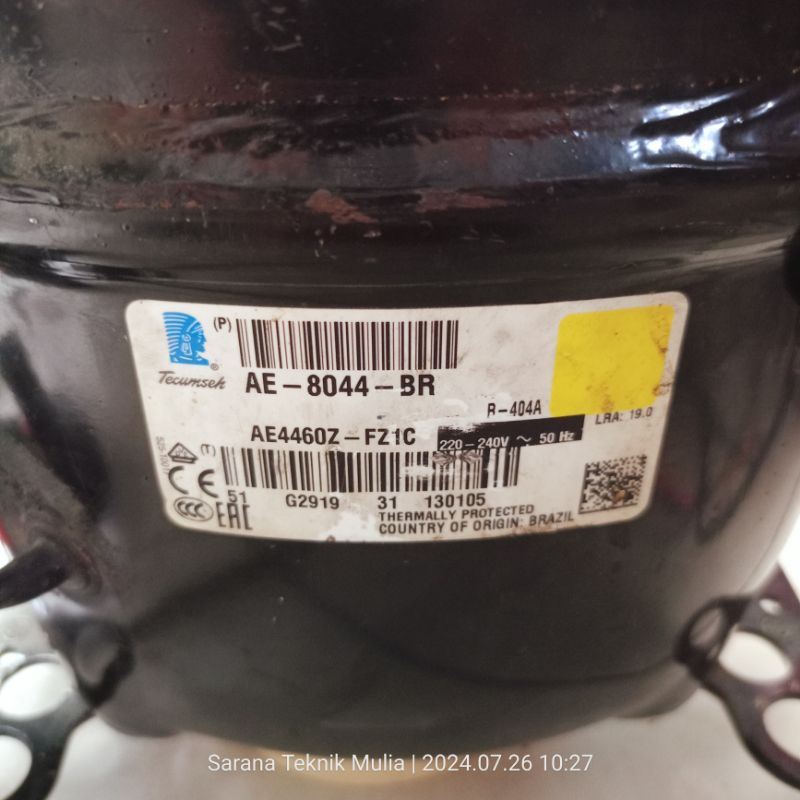 Jual Kompresor Tecumseh Chiller 1/2pk ½ pk(Second) R404 | Shopee Indonesia