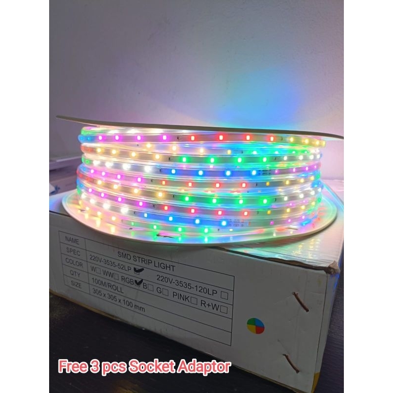 Jual LAMPU LED STRIP 3535 paket 6M .8M .10 Meter + Socket Colok Nyla ...