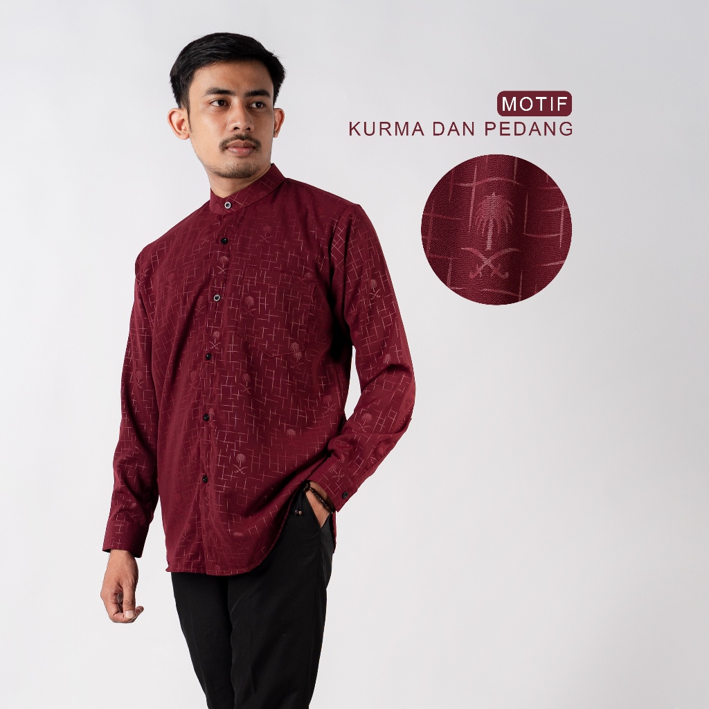 Jual KHAF97 Koko "TAWKEEL KURMA" Kemeja Koko gamis Pria Dewasa Maroon ...