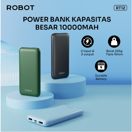 Jual PowerBank ROBOT RT12 10000mAh Dual Input Port Type C & Micro USB ...