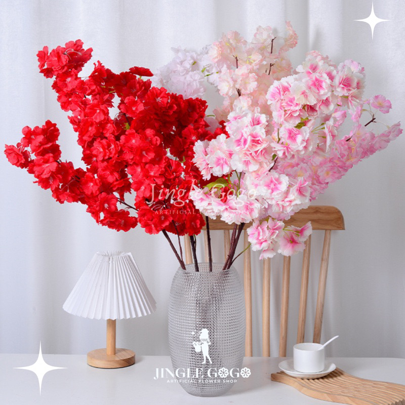 Jual Bunga Plastik Besar Sakura Panjang Cherry Blossom Artificial Hias ...