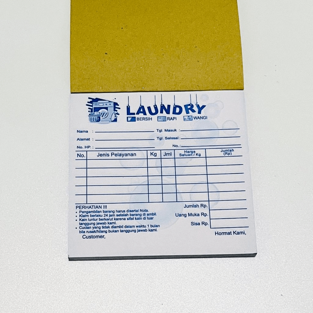 Jual Nota Laundry 2 Ply / Nota Laundry Kiloan / Nota Laundry 2 Rangkap ...