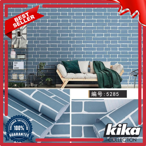 Jual Wallpaper Dinding Motif Bata Biru Klasik 45cm x 5m Wallpaper ...