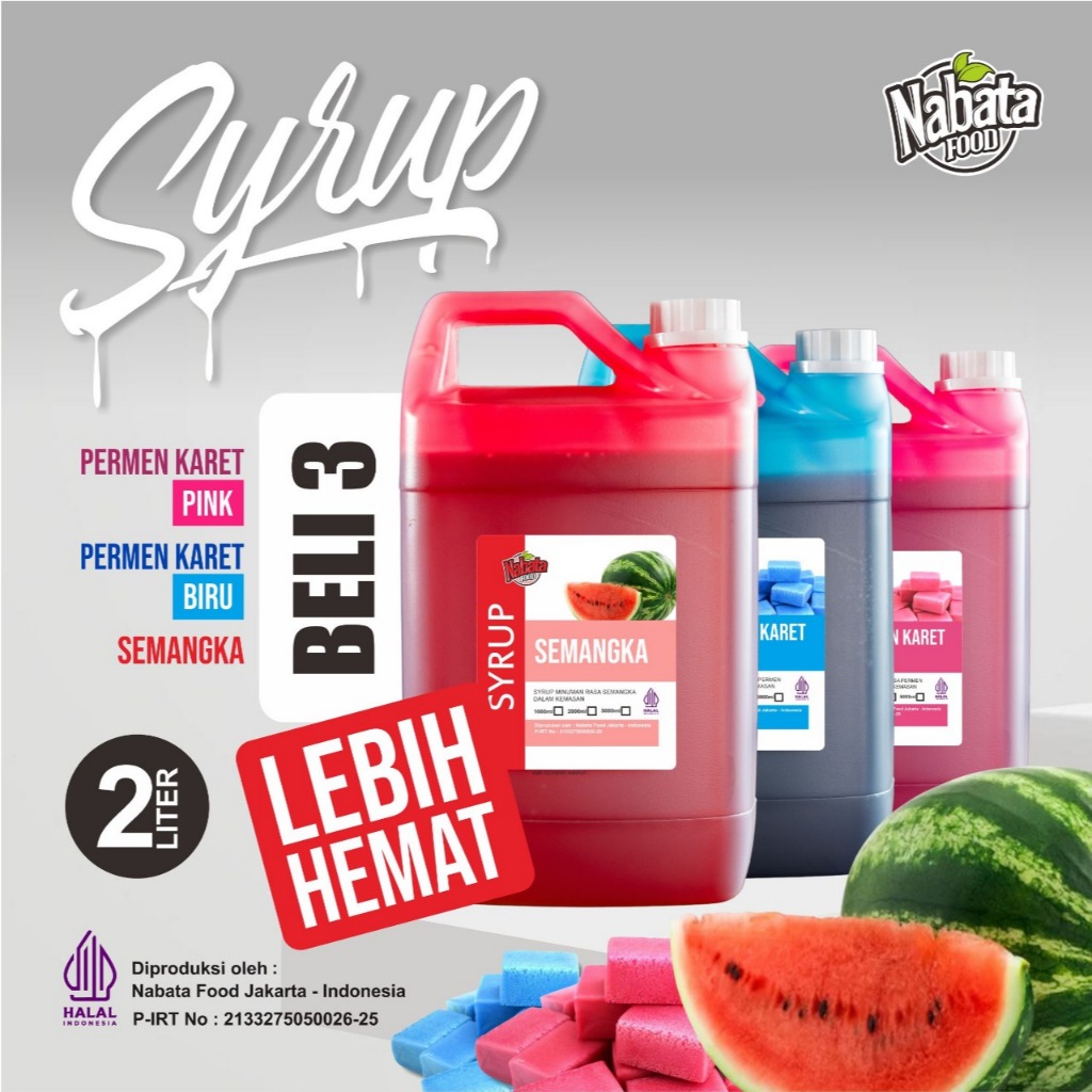 Jual Paket Bundling Spesial Sirup 2 liter | Syrup Nabata 2000ml 3 Varian Rasa | Shopee Indonesia