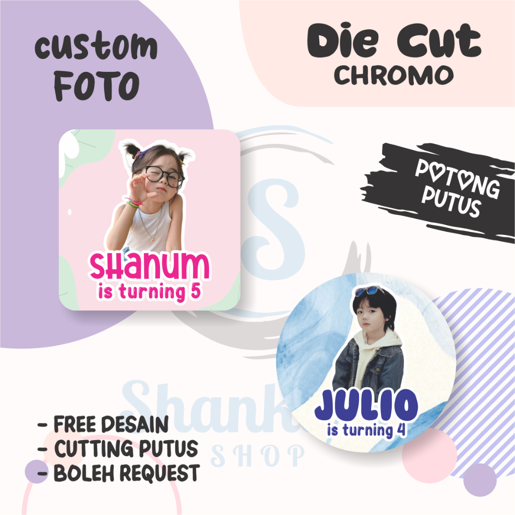 Jual Stiker Label Ulang Tahun THEME FOTO CUSTOM / Stiker Ulang Tahun ...