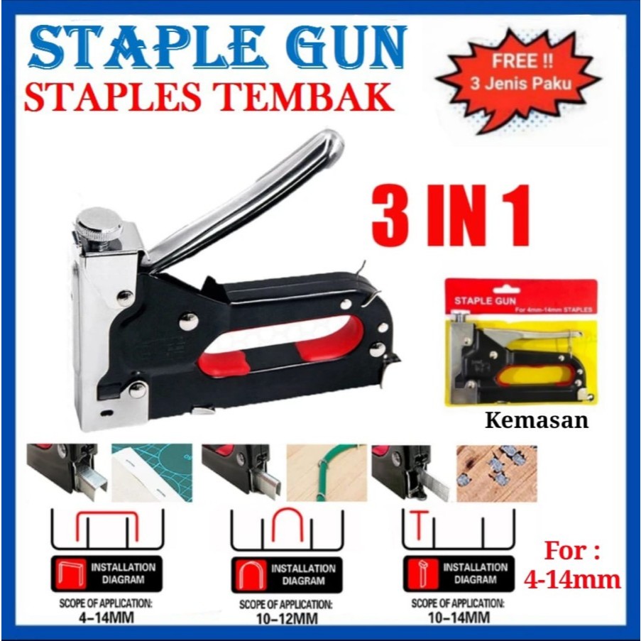 Jual Steples Tembak Staple Staples Gun 3 in 1 Jok Kulit Kayu Karpet ...