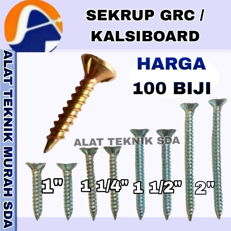 Jual 100 Pcs Sekrup Skrup Kalsiboard Calci Screw (3/4") (1") (1 1/4 ...